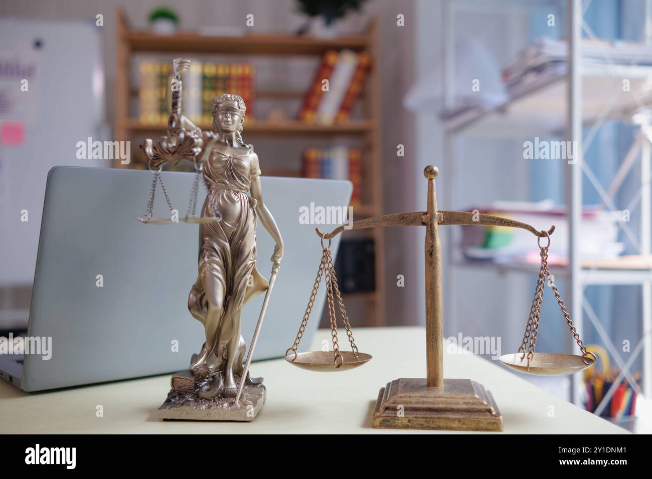 Lady Justice Statue Placed on Lawyer Desk in Legal Consulting Office ...