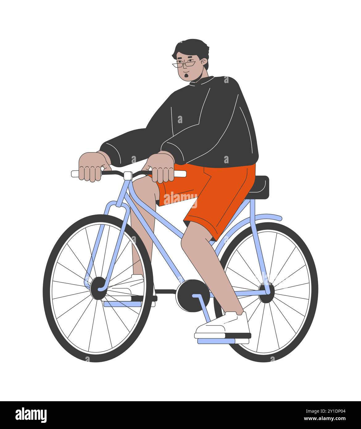 Arab man riding bicycle 2D linear cartoon character Stock Vector Image ...