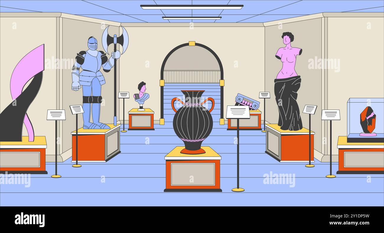 Historical museum cartoon flat illustration Stock Vector Image & Art ...