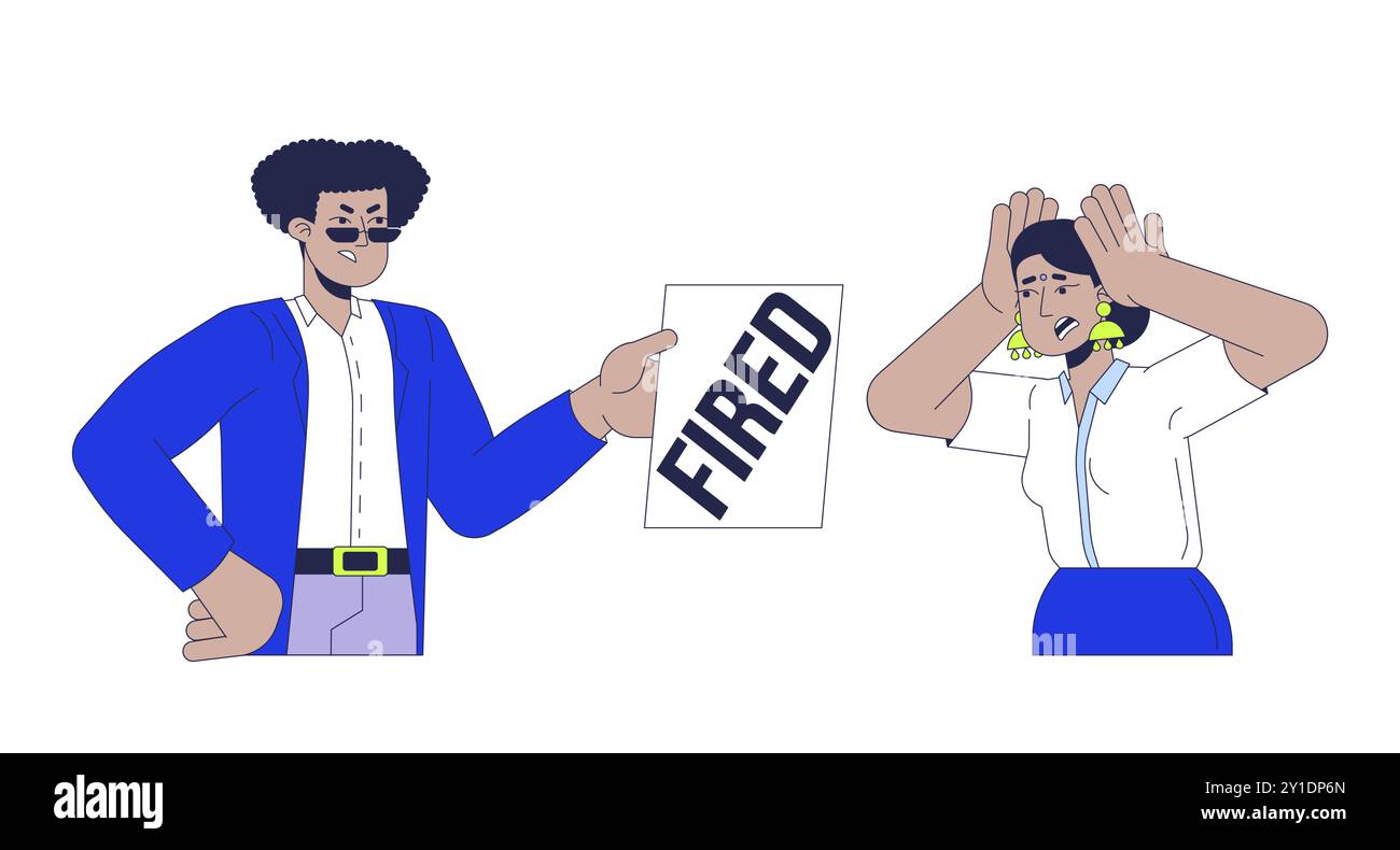 Getting fired line cartoon flat illustration Stock Vector Image & Art ...