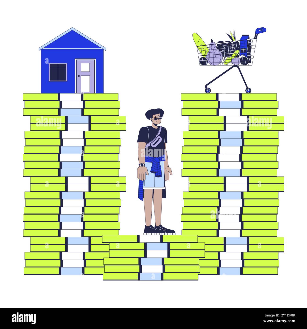 High cost of living 2D linear illustration concept Stock Vector Image ...