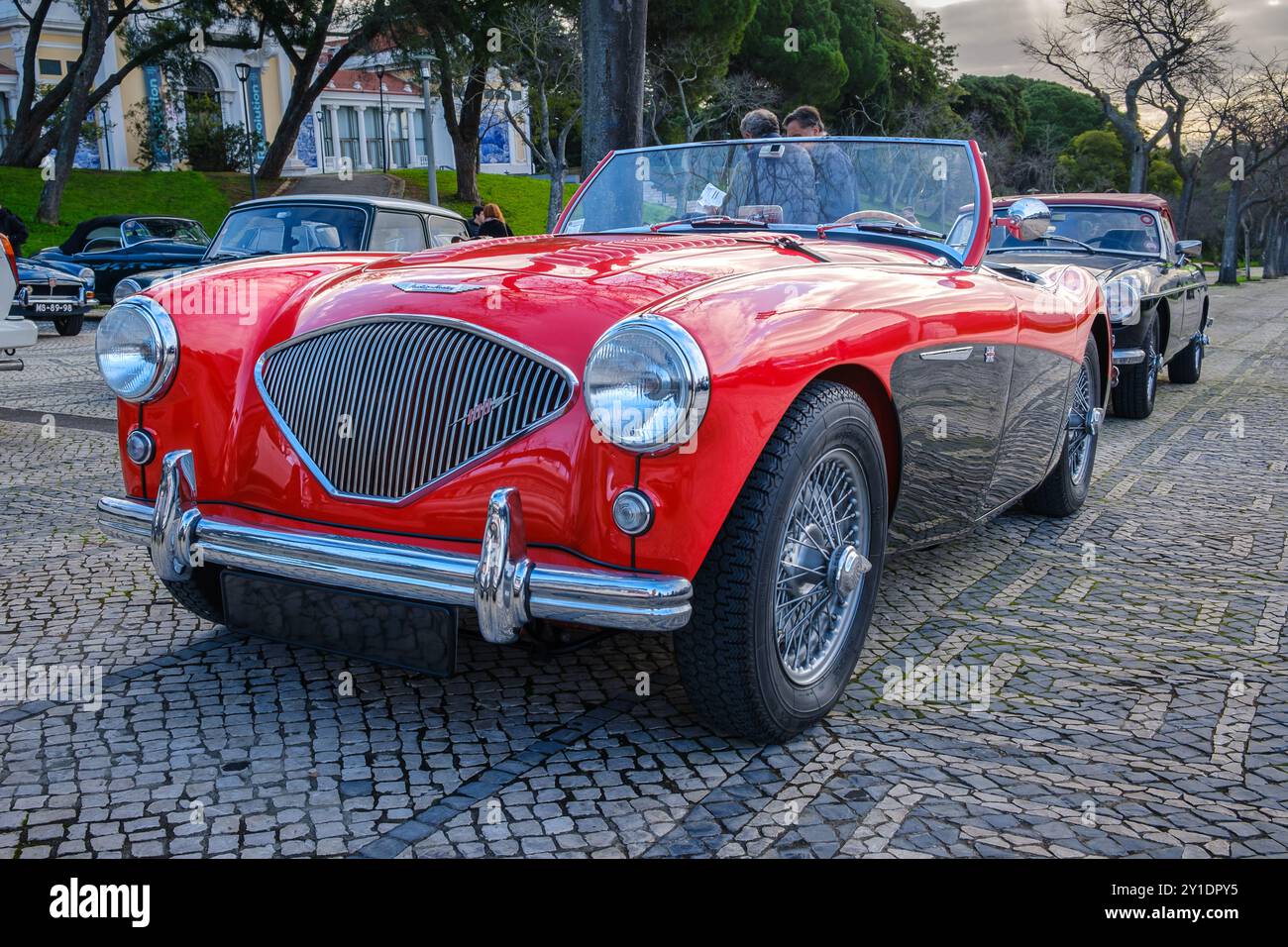 Lisbon, Portugal - Jan 20, 2024: Two-tone Reno red and black Austin ...