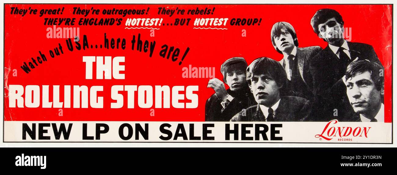 Records shop window banner for Rolling Stones debut album on London ...