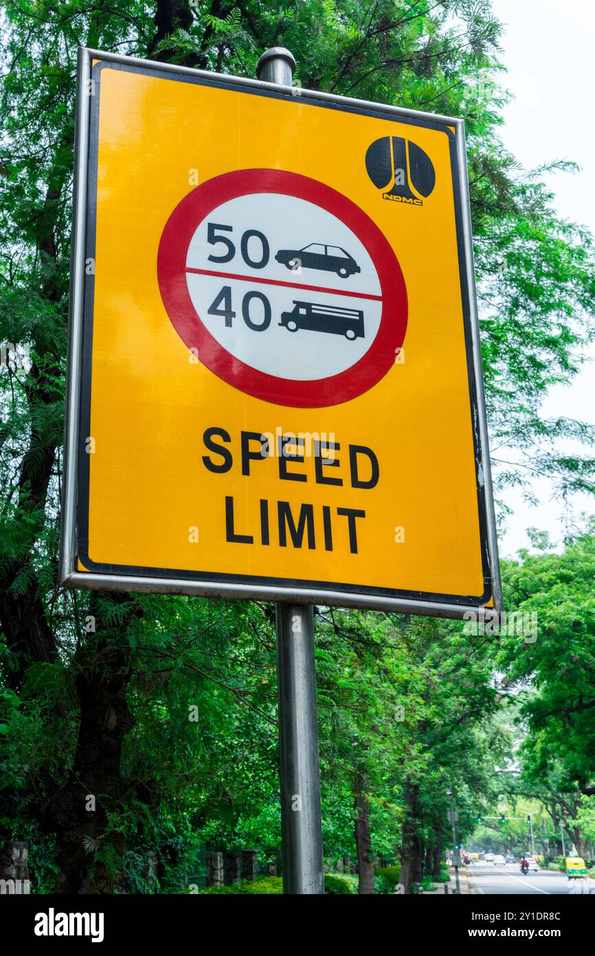 Traffic signs in India - Speed limit Stock Photo - Alamy