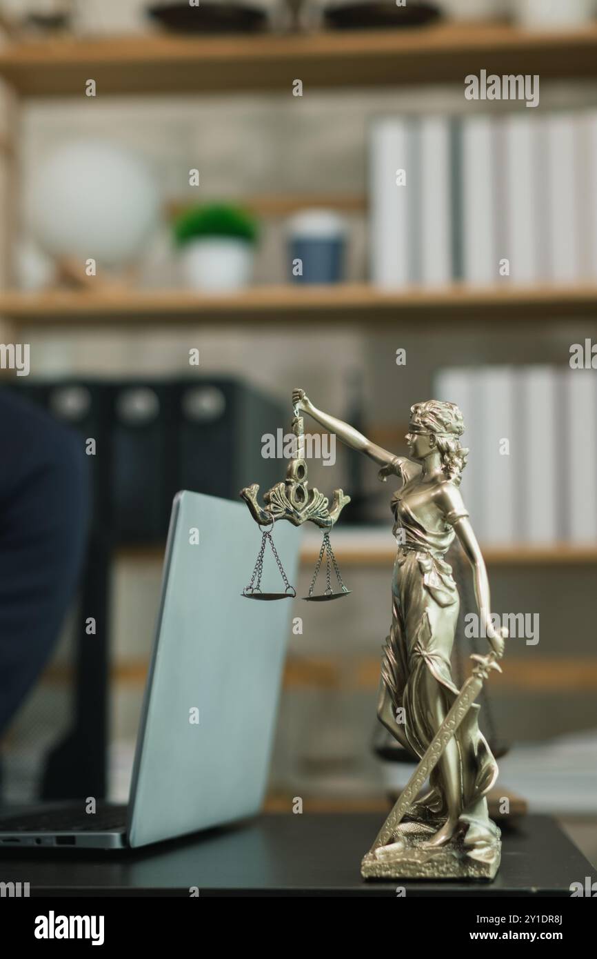 Lady Justice Statue Placed on Lawyer Desk in Legal Consulting Office ...