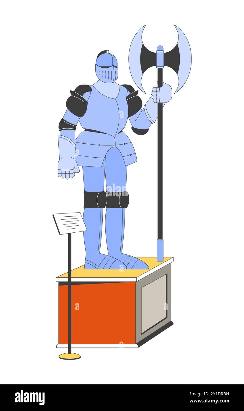 Medieval knight armor exhibit 2D linear cartoon object Stock Vector ...