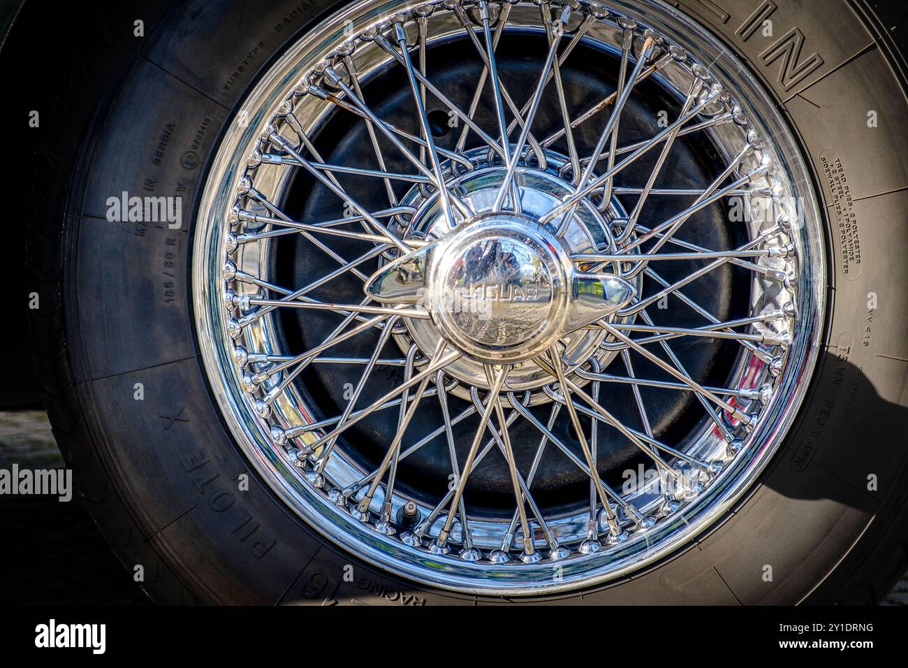 Lisbon, Portugal - Jan 20, 2024: Car design detail of Jaguar chrome ...