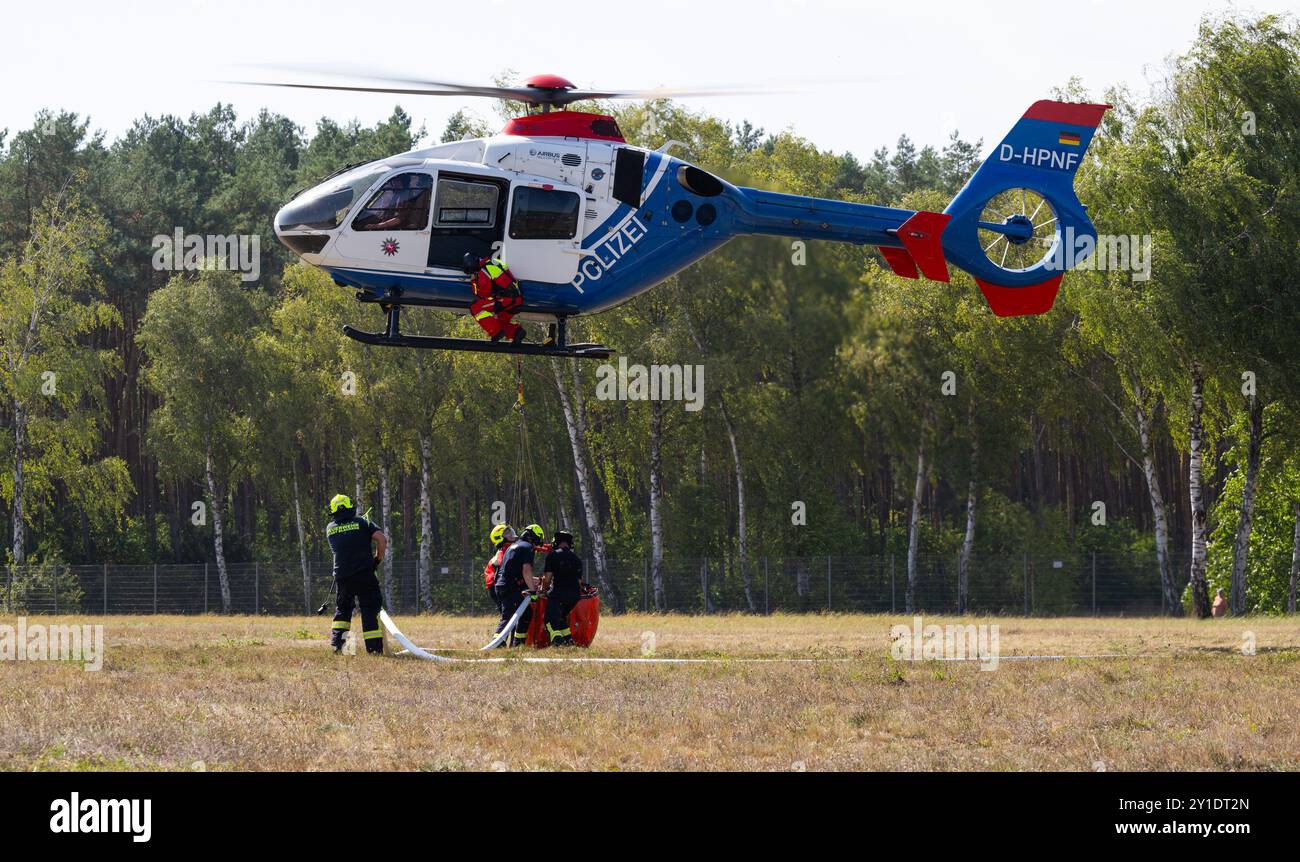 Bleckede, Germany. 06th Sep, 2024. During a forest firefighting ...