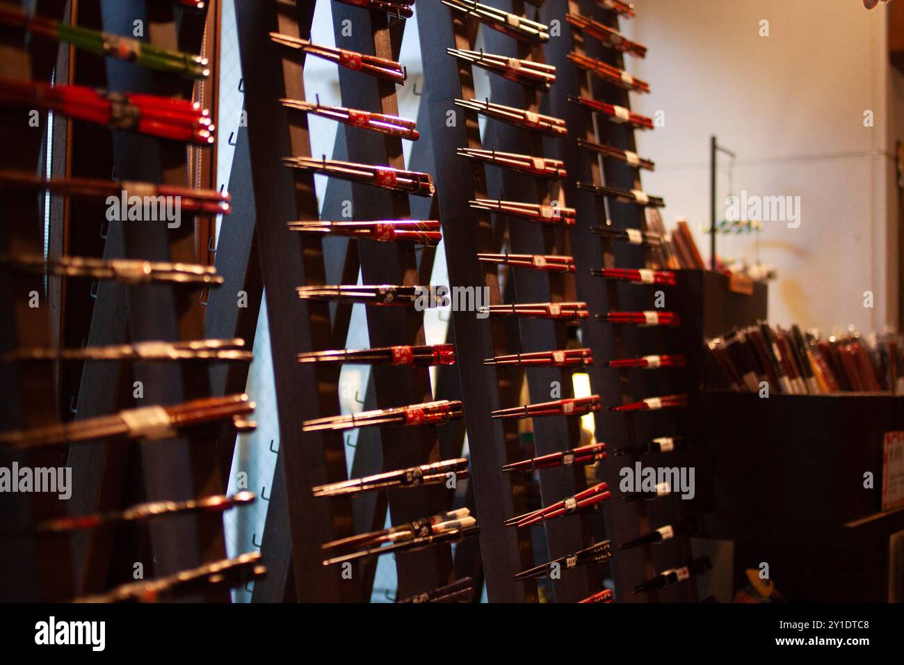 Wall Display of Assorted Japanese Chopsticks with Intricate Designs and ...