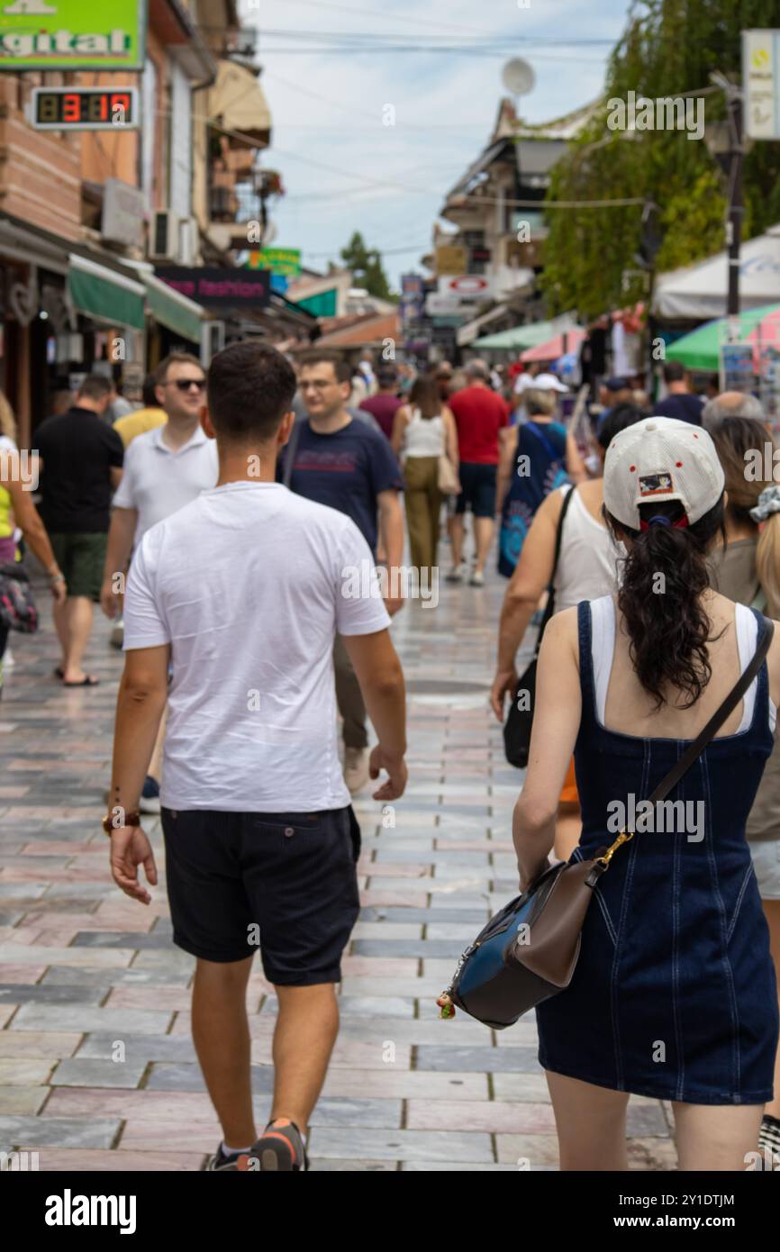 Ohrid North Macedonia, august 29 2024, tourists visiting the historic ...