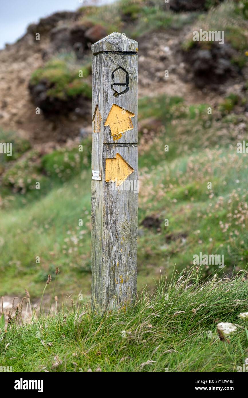 Directional sign, South West Coastal path near Perranporth, Cornwall ...