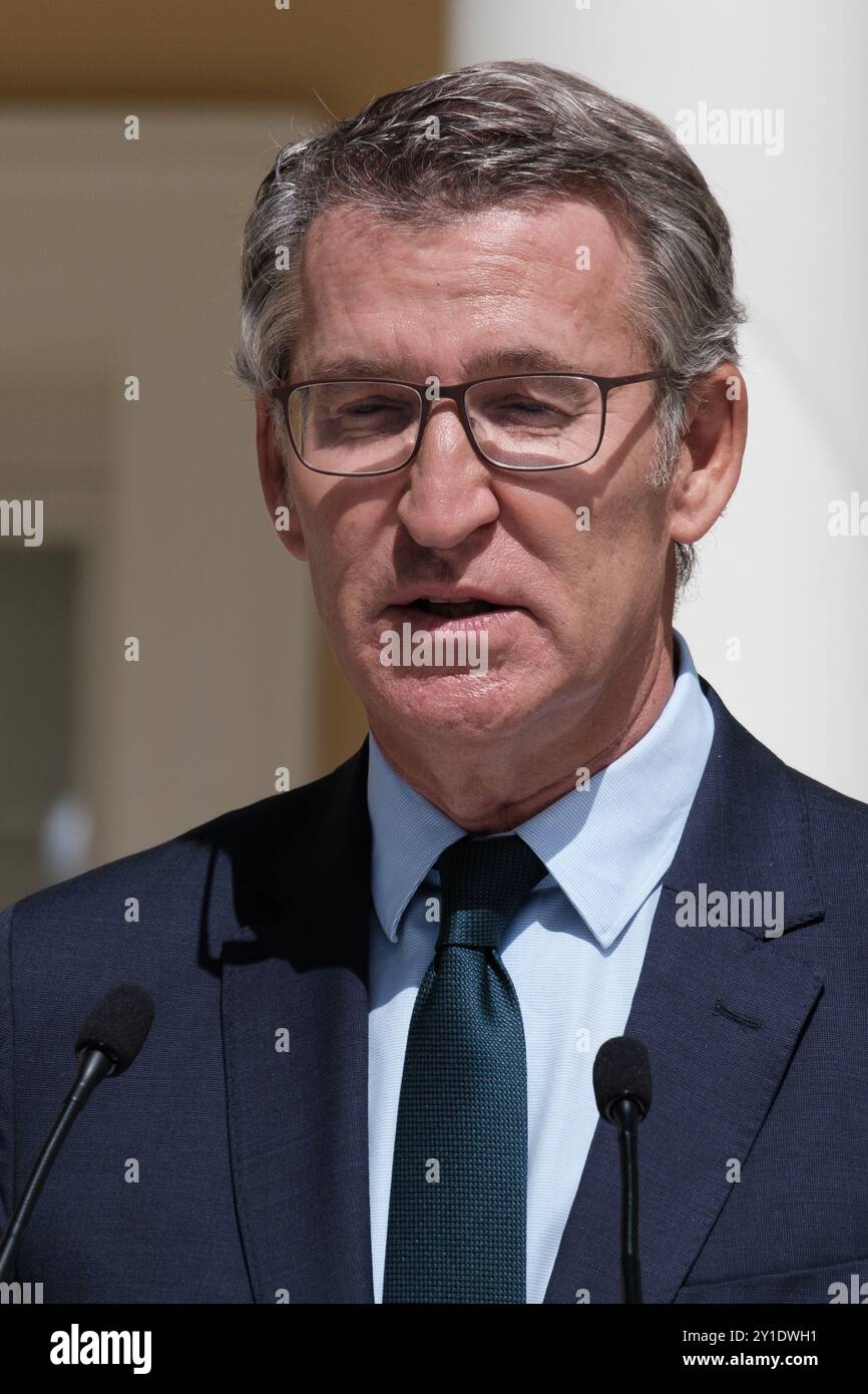 Madrid, Spain. 06th Sep, 2024. the president of the PP Alberto Nuñez ...