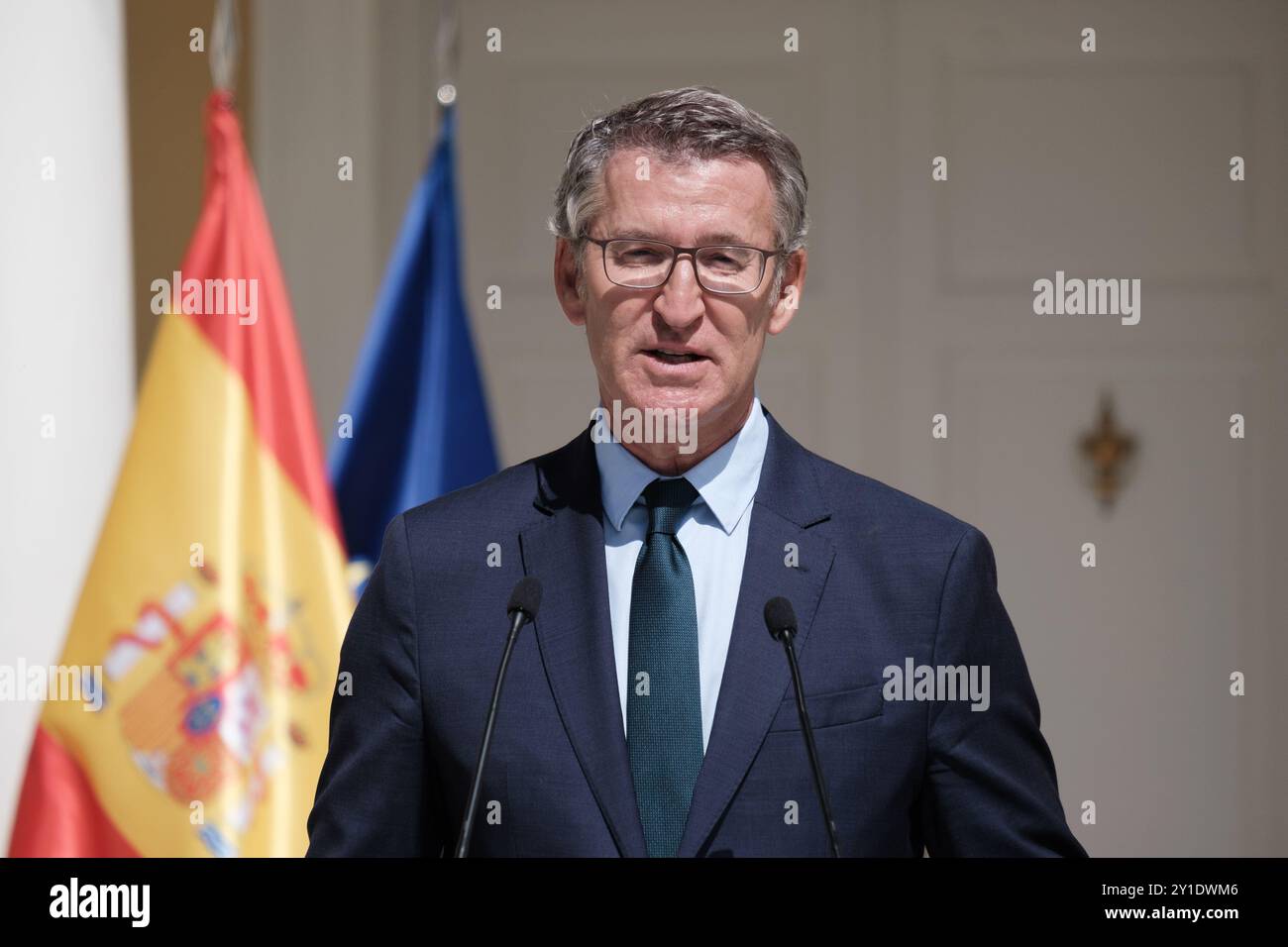 Madrid, Spain. 06th Sep, 2024. the president of the PP Alberto Nuñez ...