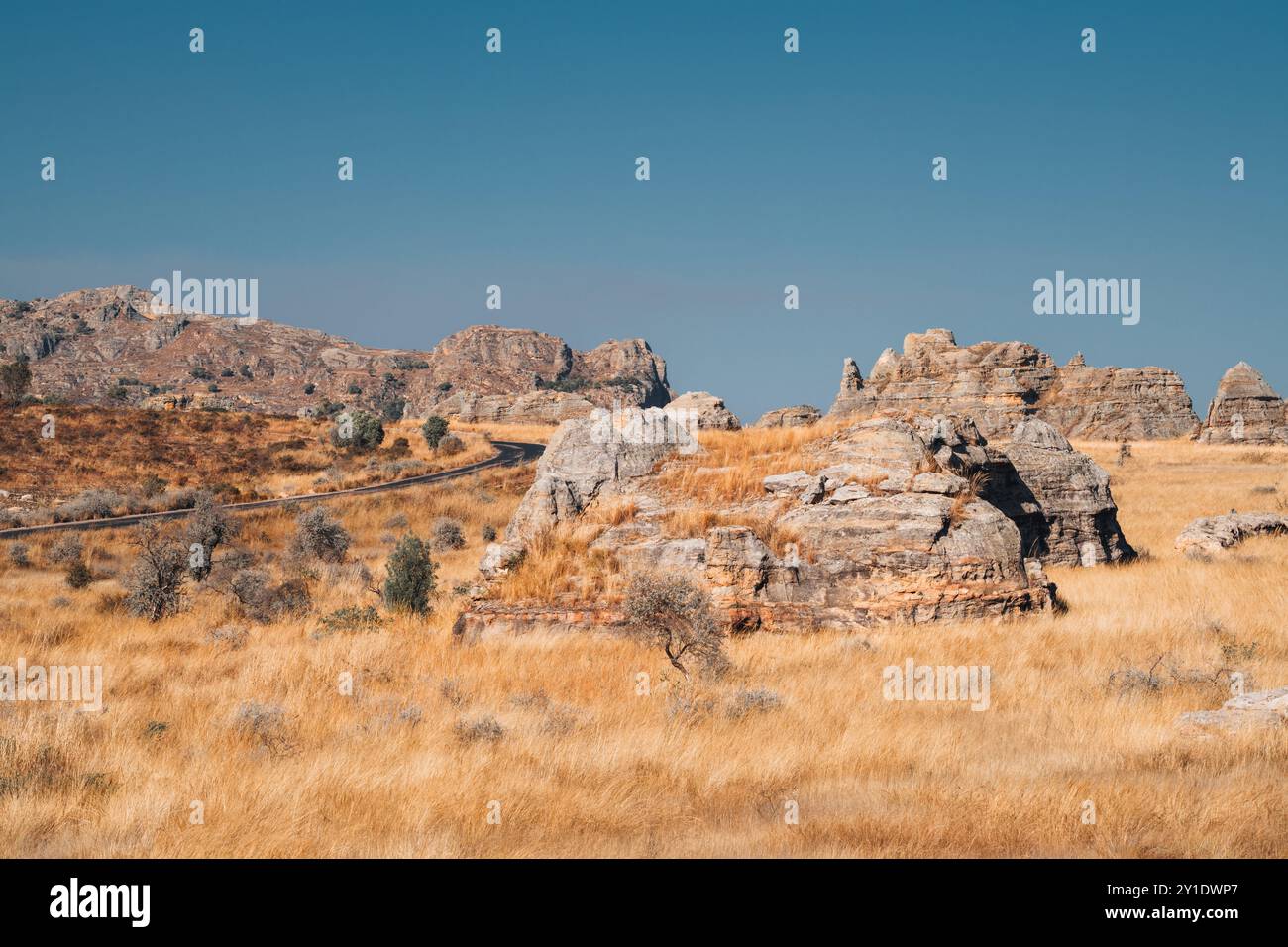 Scenic rock formations in Isalo National Park, Madagascar Stock Photo ...