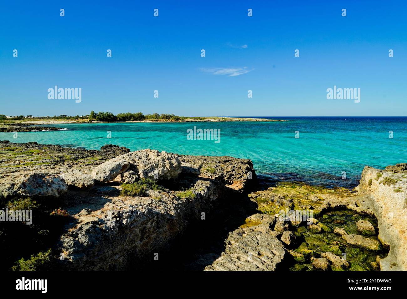 Frascone beach and Sant'Isidoro watchtower,Nardò,Puglia,Italy Stock ...