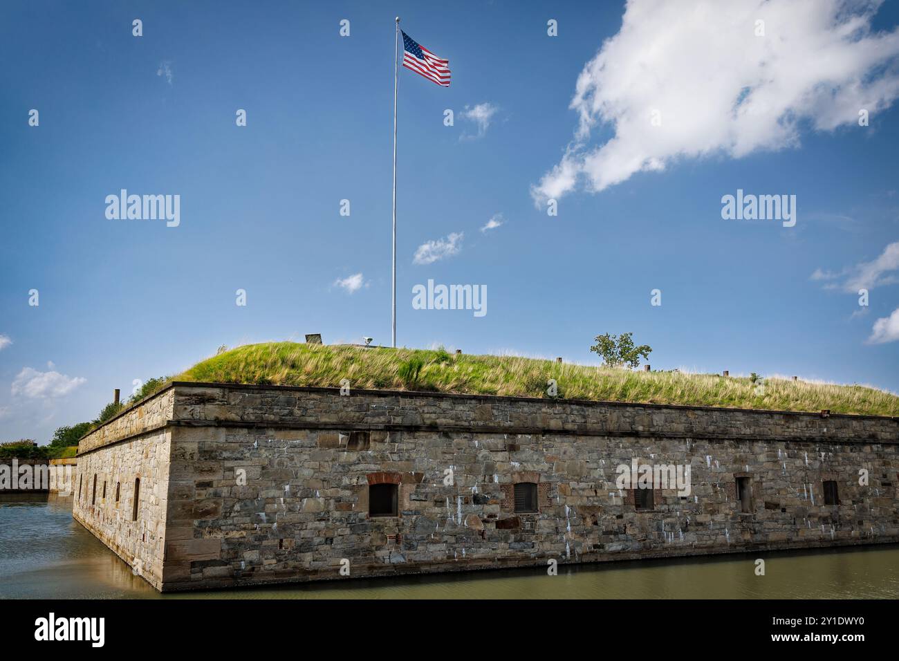 The American flag flies over Fort Monroe National Monument at Hampton ...