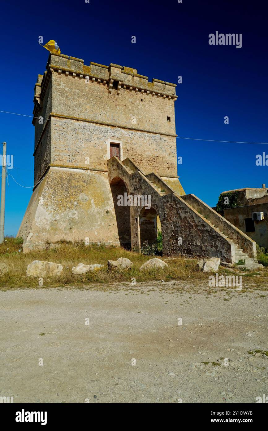 Frascone beach and Sant'Isidoro watchtower,Nardò,Puglia,Italy Stock ...