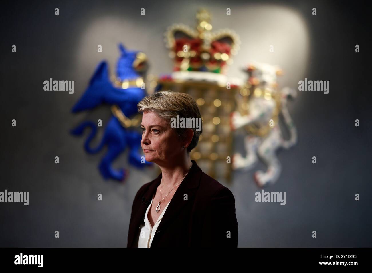 Britain's Home Secretary Yvette Cooper is interviewed during a visit at ...