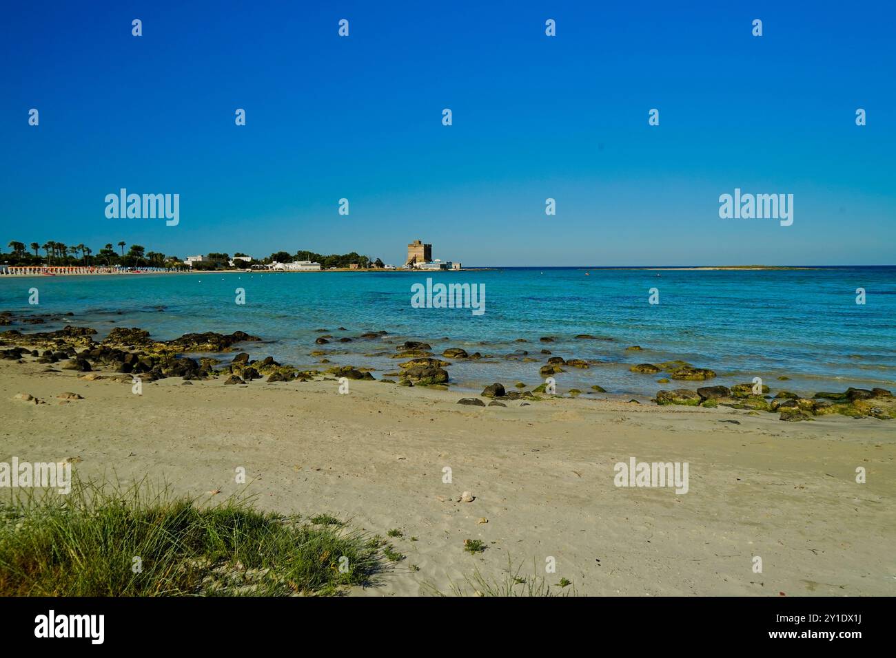 Frascone beach and Sant'Isidoro watchtower,Nardò,Puglia,Italy Stock ...