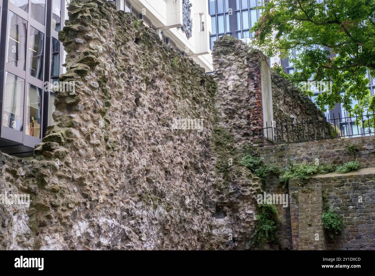 London Wall, originally a Roman construction in AD 200, the section ...