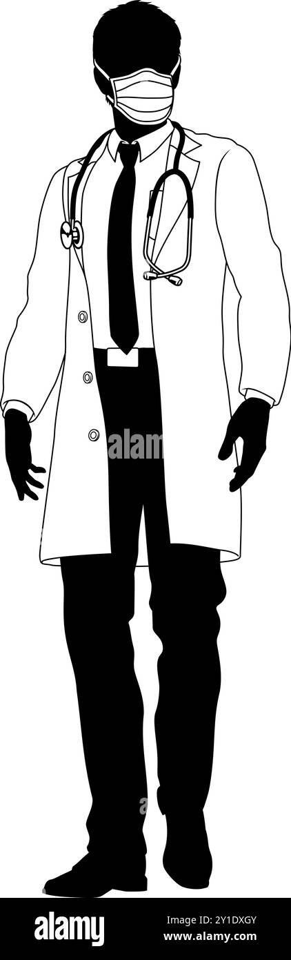 Doctor Man Medical Silhouette Healthcare Person Stock Vector Image ...