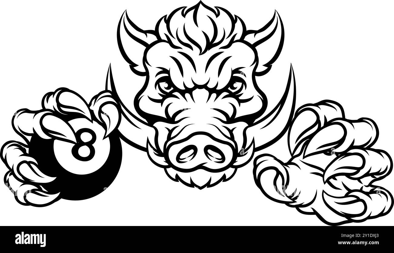 Boar Wild Hog Razorback Warthog Pig Pool Mascot Stock Vector Image ...