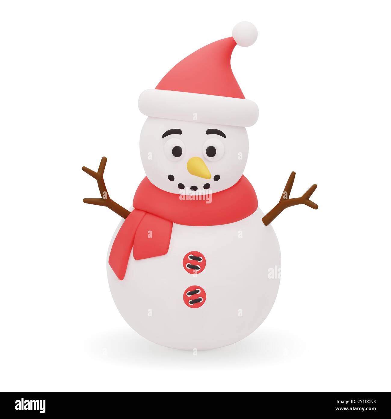 3d realistic cute snowman with Xmas hat. Cute Christmas character. 3D ...