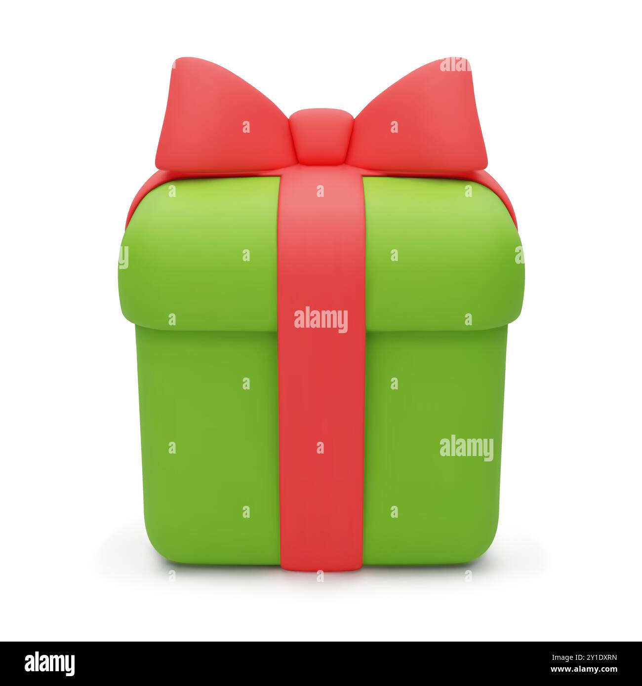 3d realistic green giftbox with red bow. Closed box with festive ribbon ...