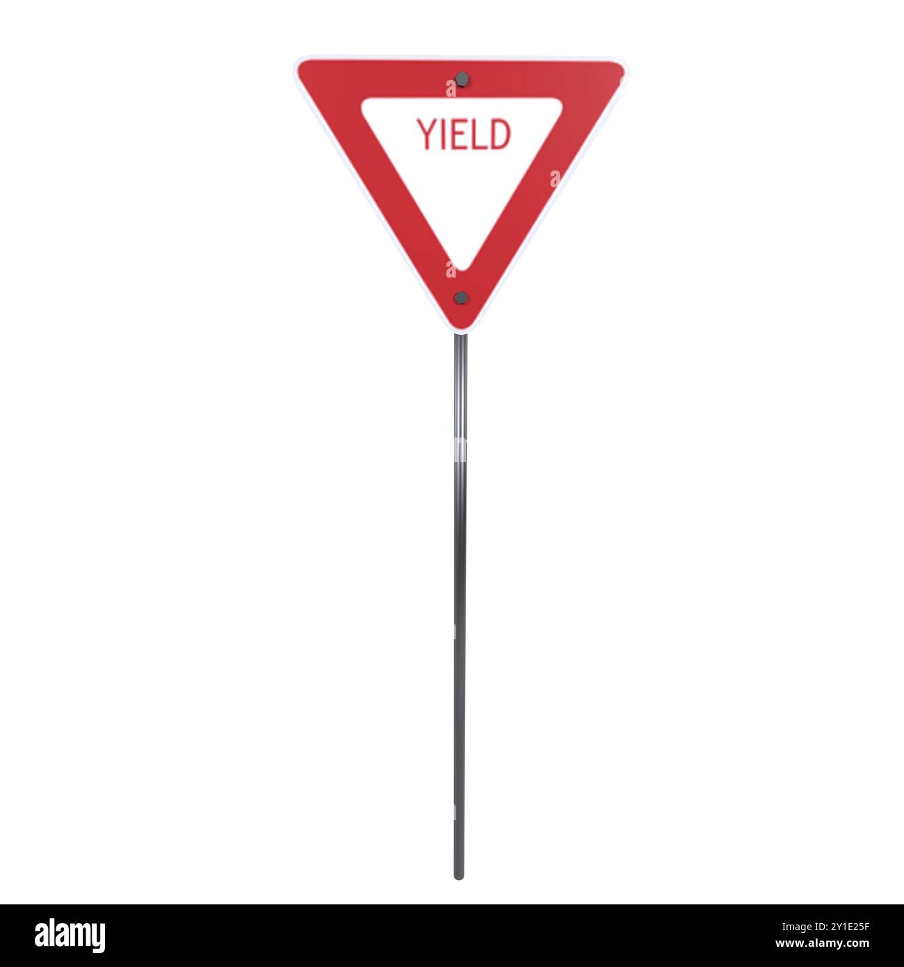 This rendering showcases a red yield traffic sign displayed prominently ...