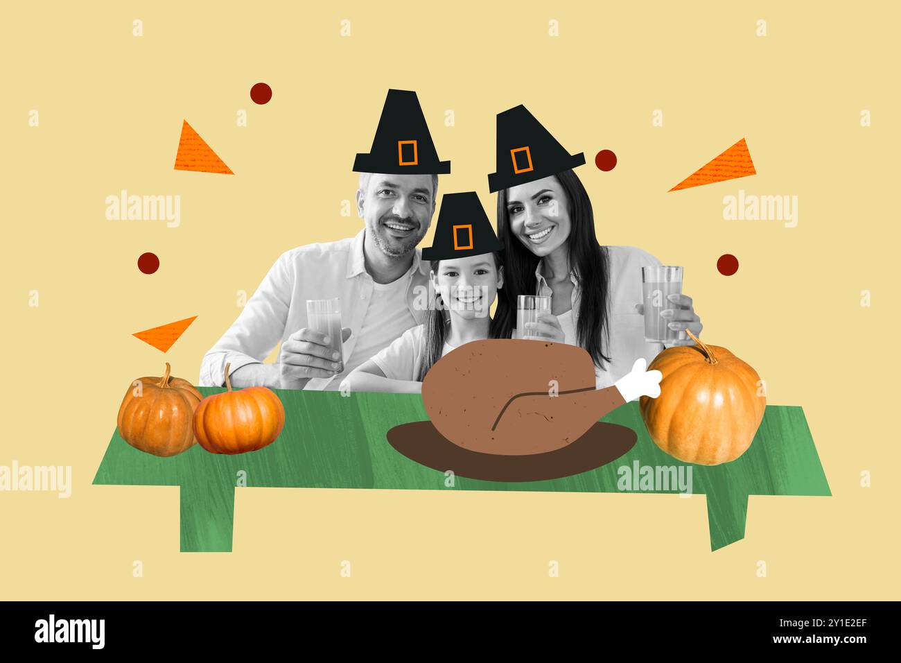Sketch image composite 3D collage of autumn thanksgiving day tradition ...