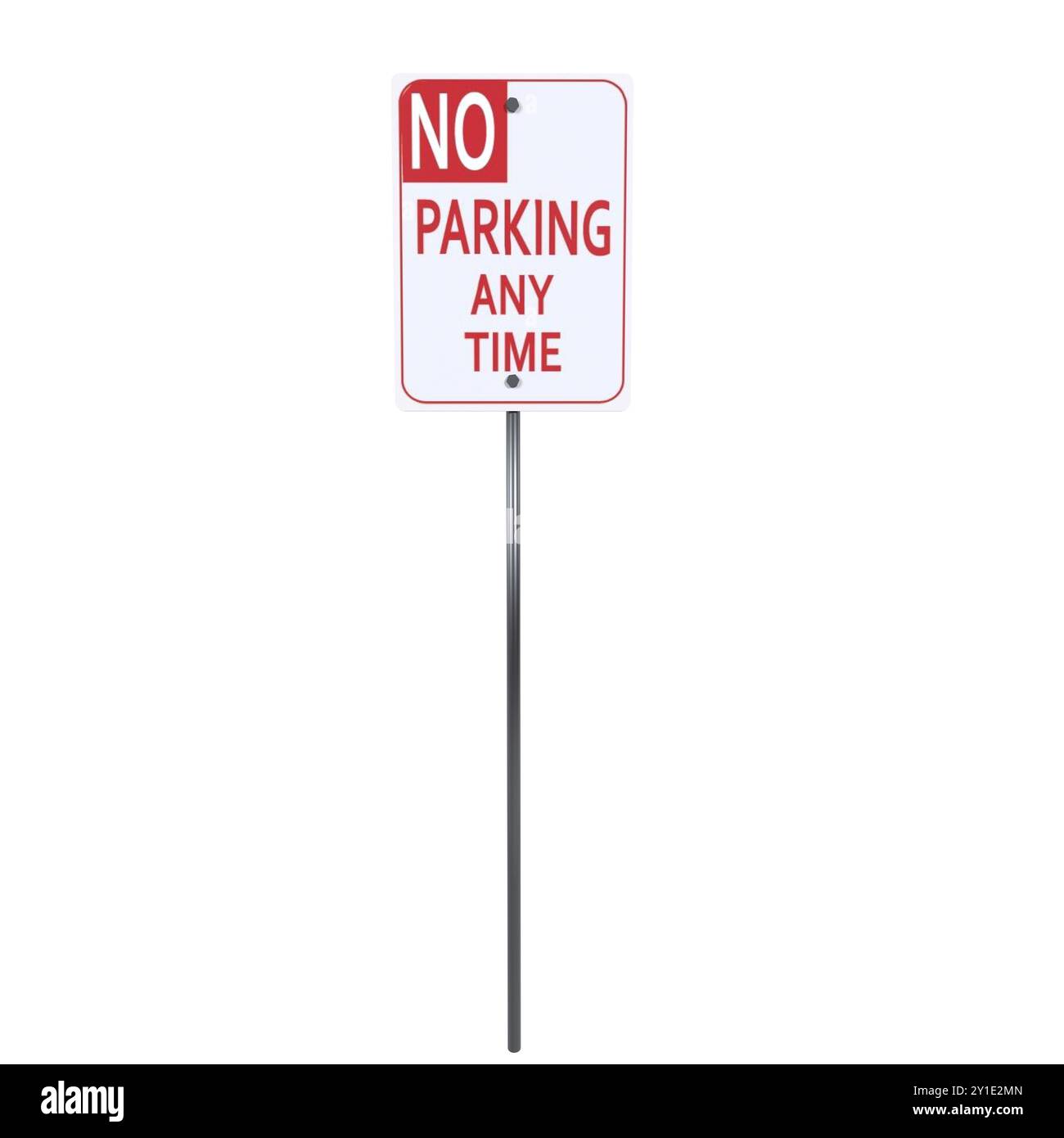 A 3D-rendered no parking sign stands prominently with a clear message ...