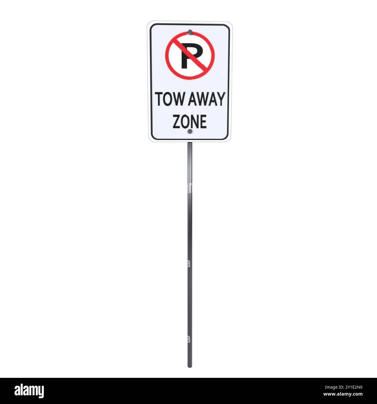 A clear depiction of a no parking tow away zone sign standing ...