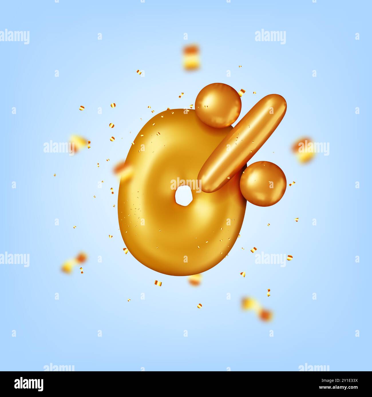 3D zero percent sign helium balloon in confetti Stock Vector Image ...