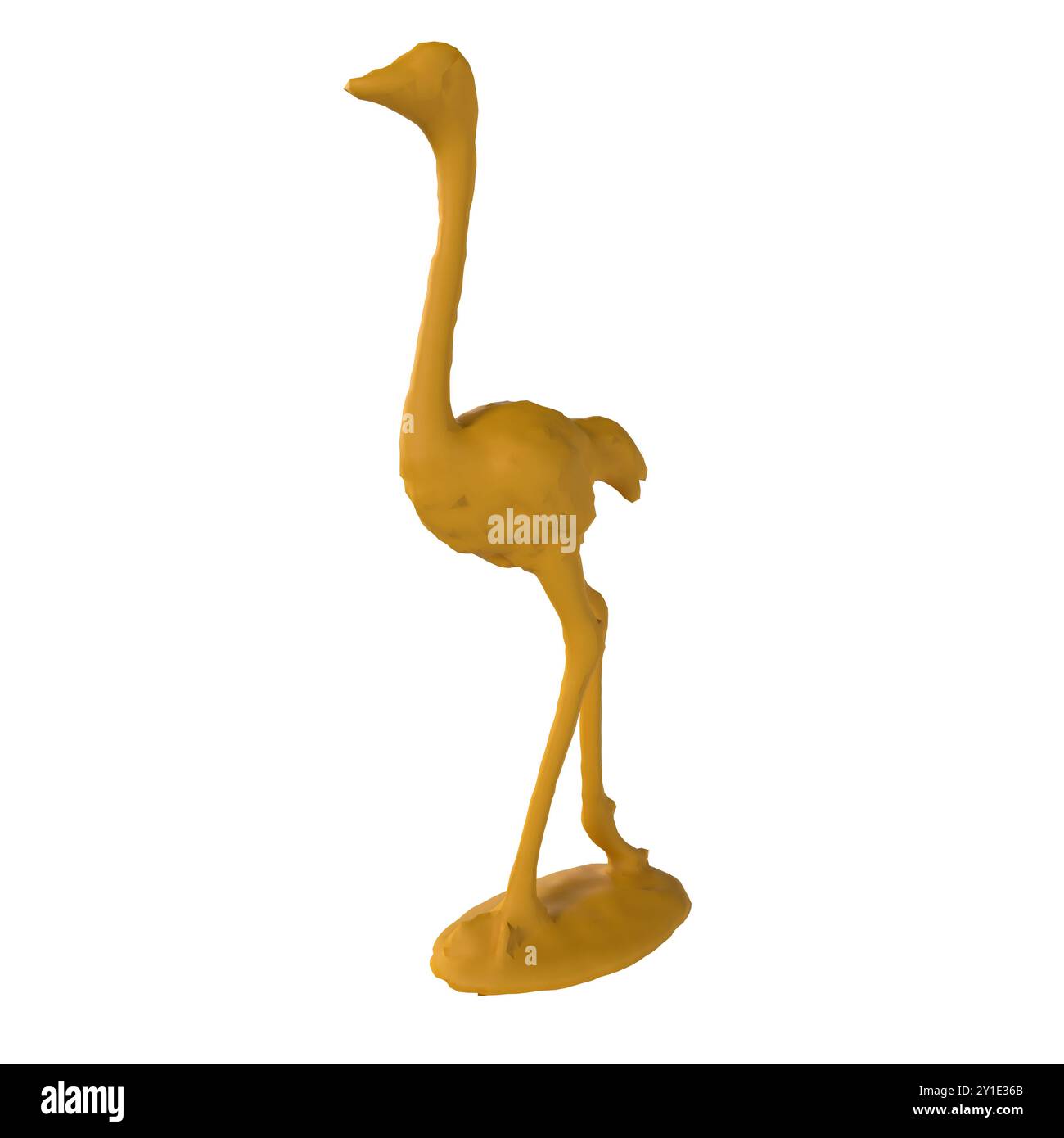 A yellow ostrich figurine stands tall on a flat base, showcasing its ...