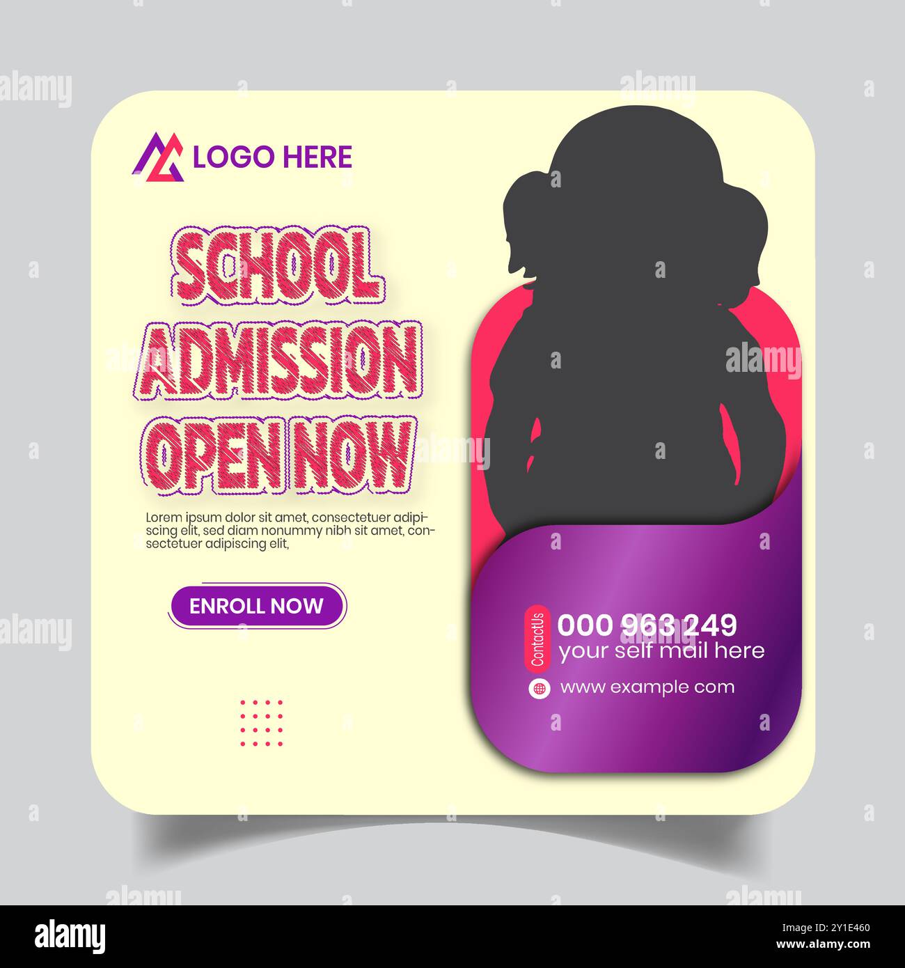 School Open Advertising Social Media Post Design Stock Vector Image ...