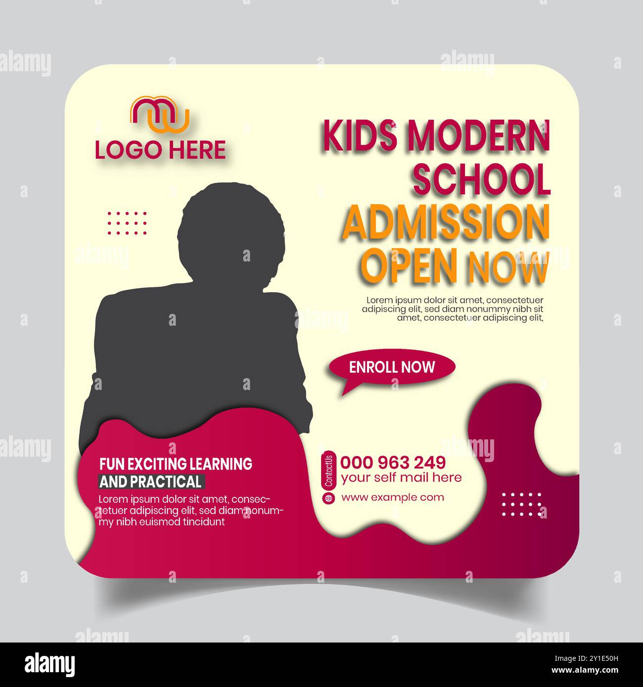 Modern Kids School Social Media Post Template Design Stock Vector Image ...