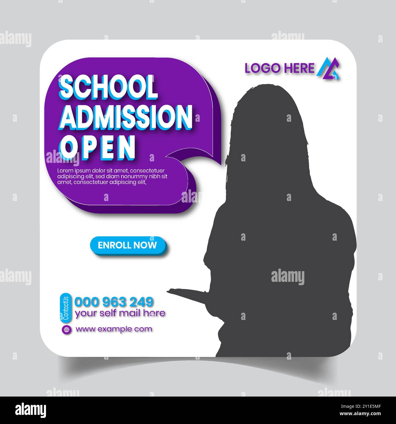Creative Elegant Kids School Social Media Post Design Stock Vector ...