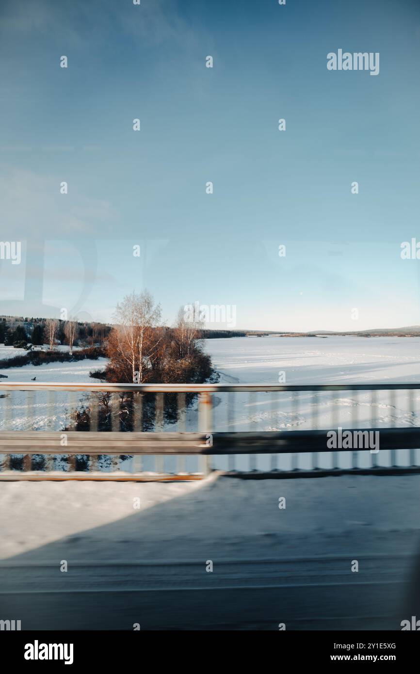 Lapland wilderness view from bus window in Rovaniemi Stock Photo - Alamy