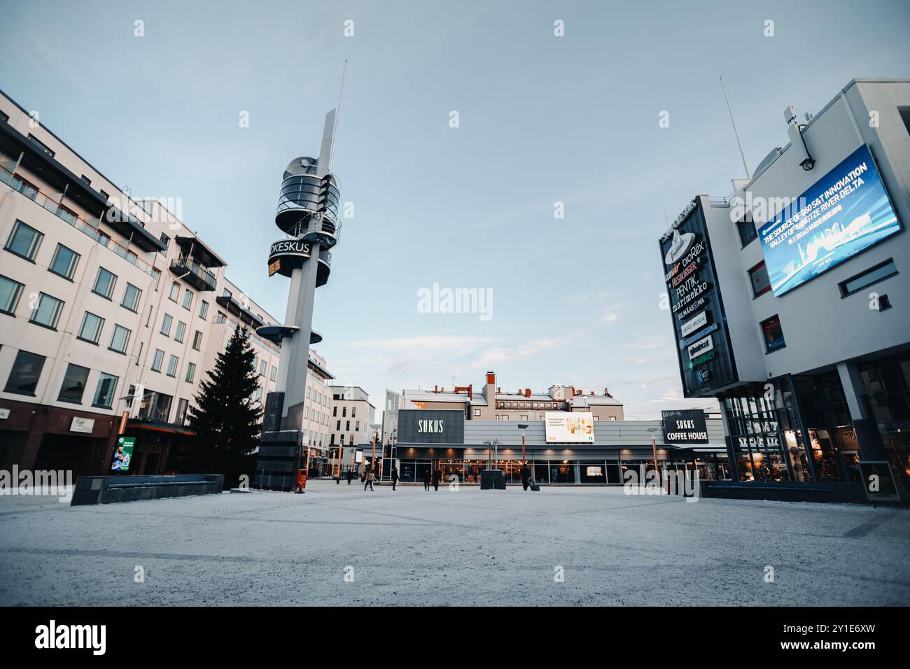 Centre of Rovaniemi outside Sampokeskus shopping centre in Rovaniemi ...