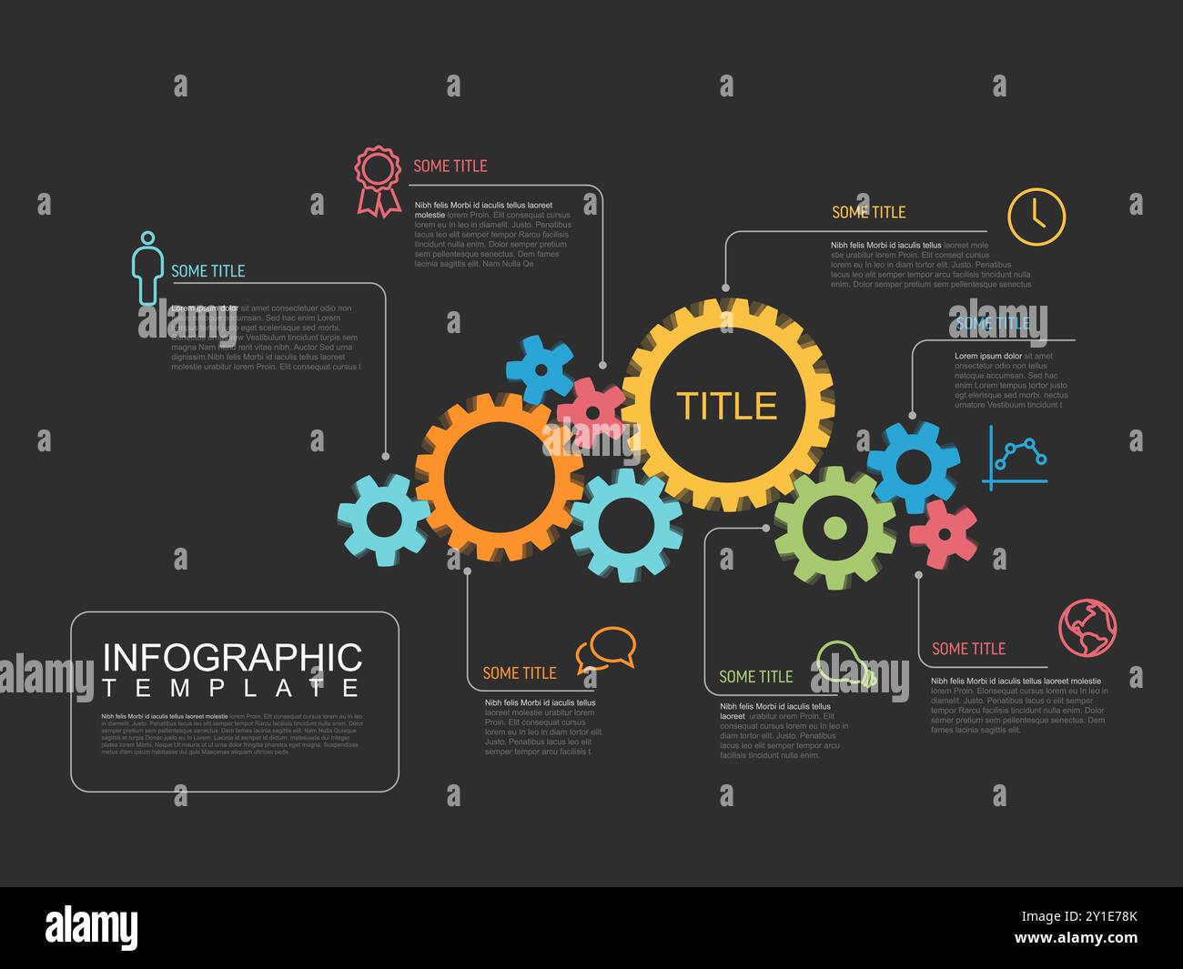 Multipurpose infographic report template made from cogwheels icons and ...