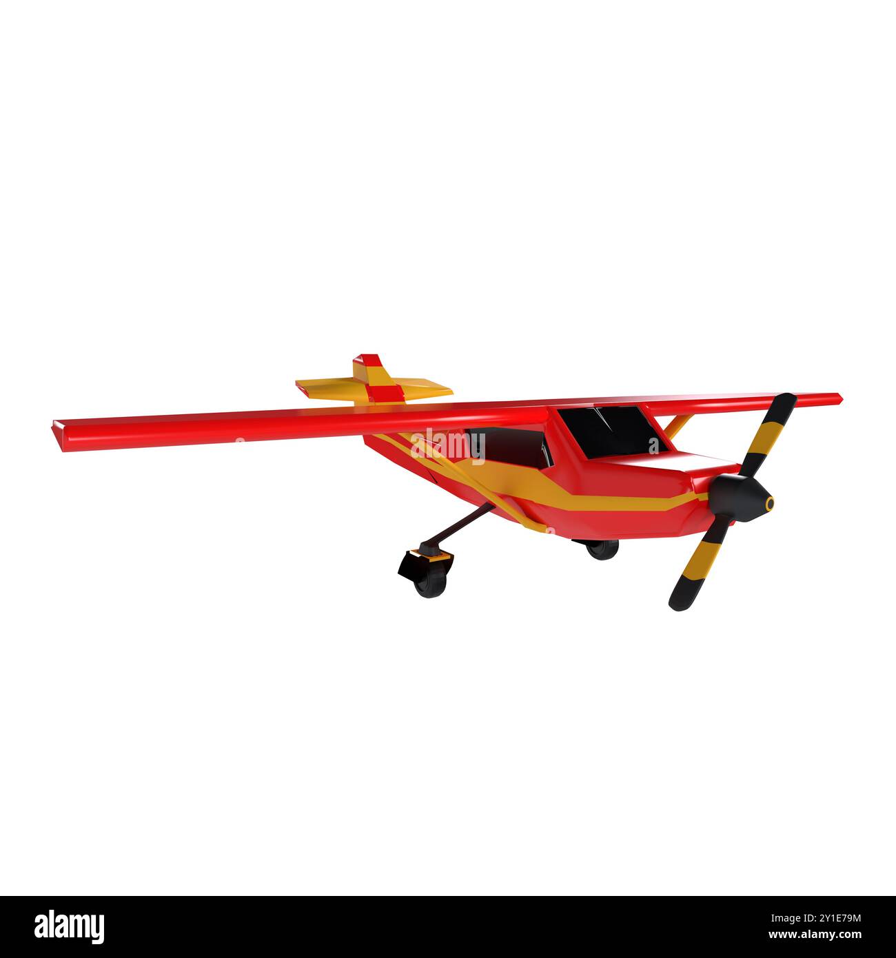A vibrant aircraft model showcases a striking red and yellow design ...