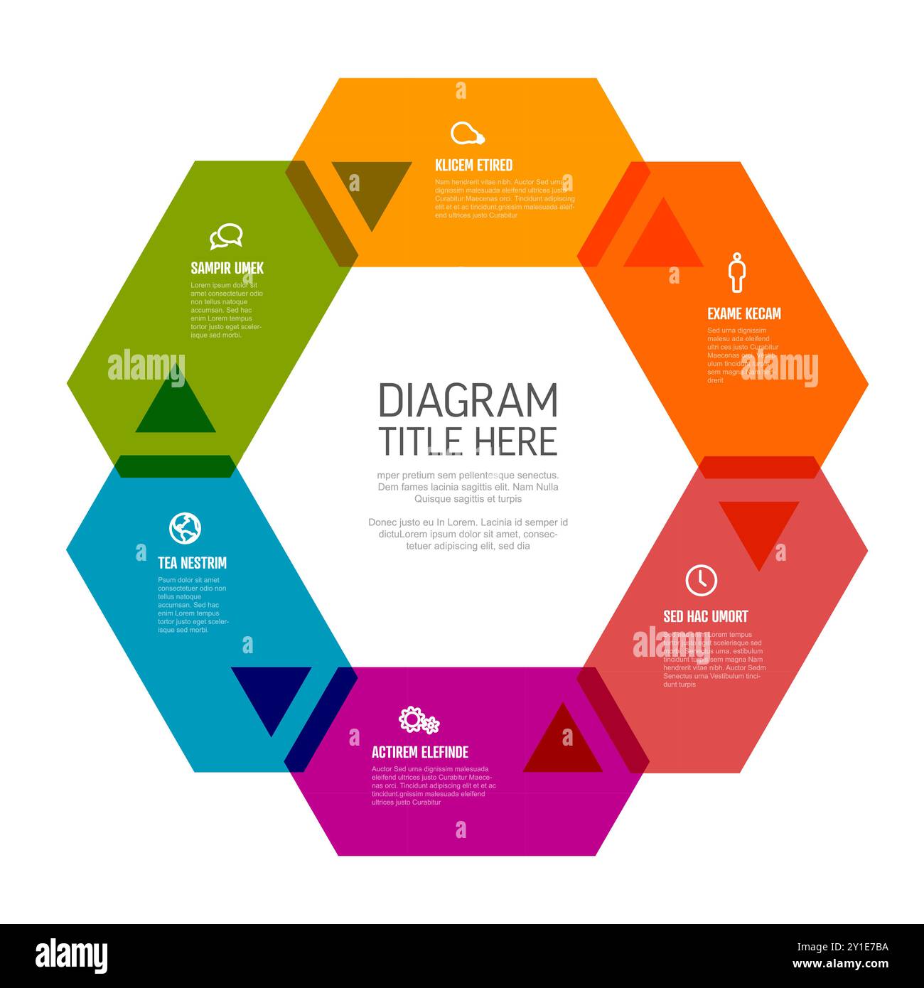 Six content hexagon shapes with arrows in one big cycle multipurpose ...