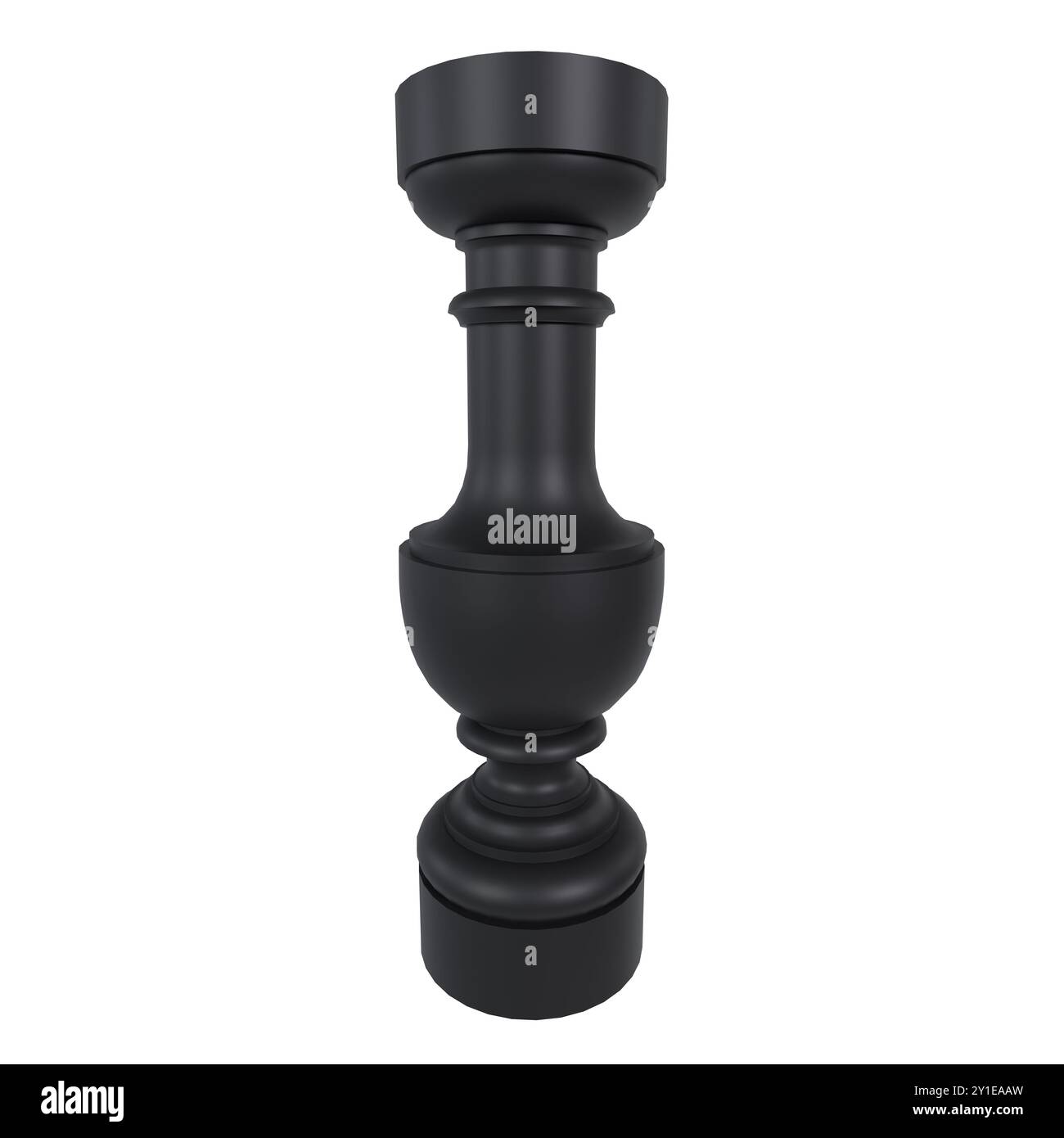 This rendering showcases a sleek black pawn from a contemporary chess ...