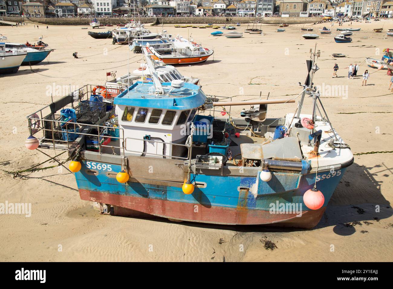 St Ives beach boats Stock Photo - Alamy