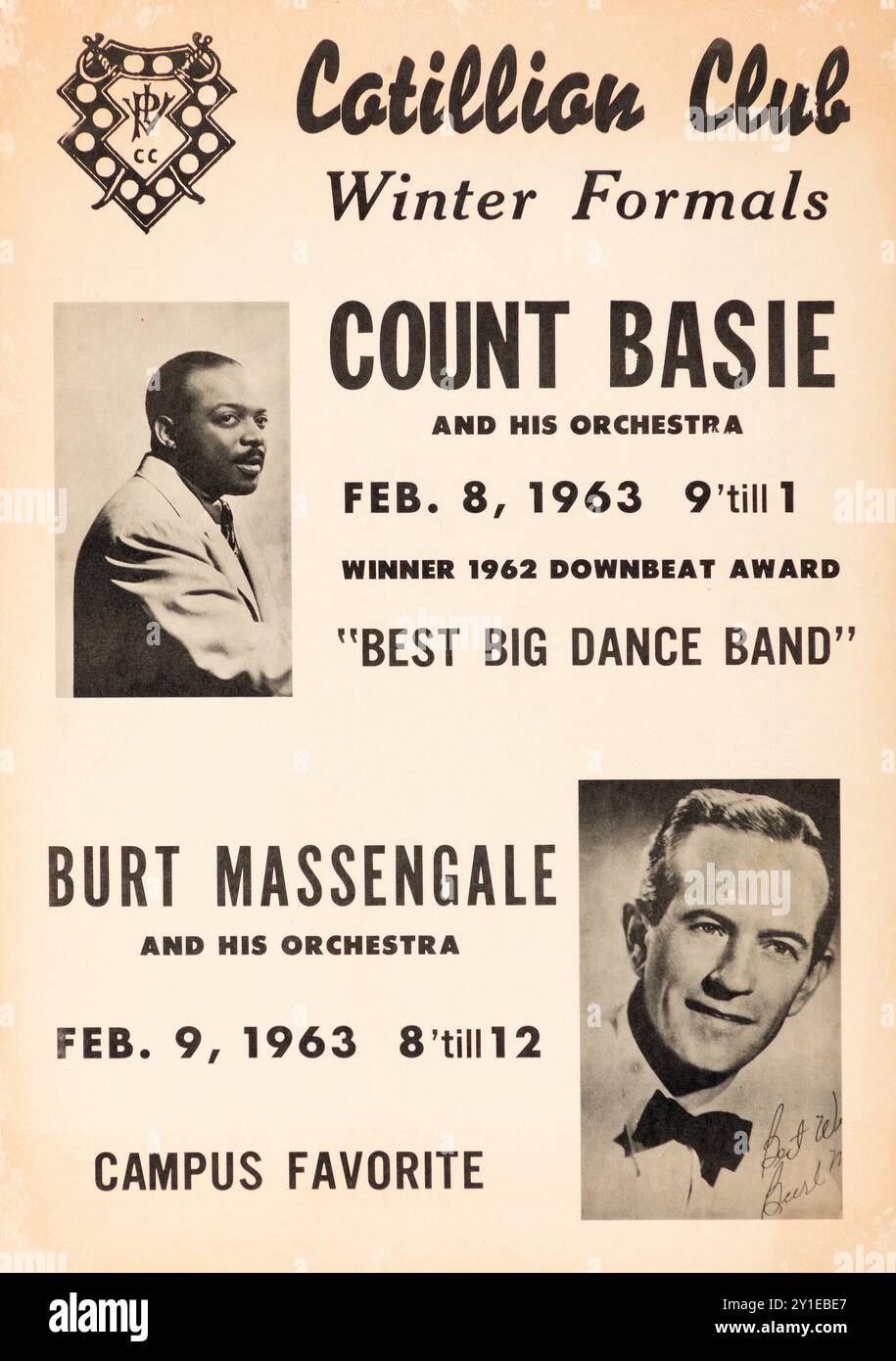 Count Basie, Burt Massengale, 1963 Wichita, Kansas Concert Poster Stock ...