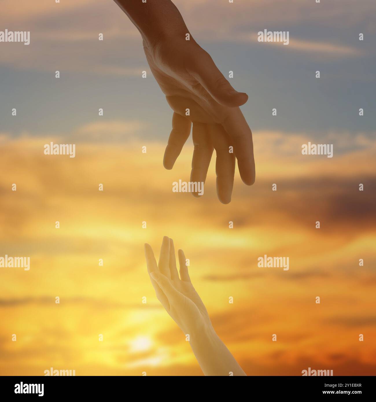 Female hand reaching sky sun hi-res stock photography and images - Alamy