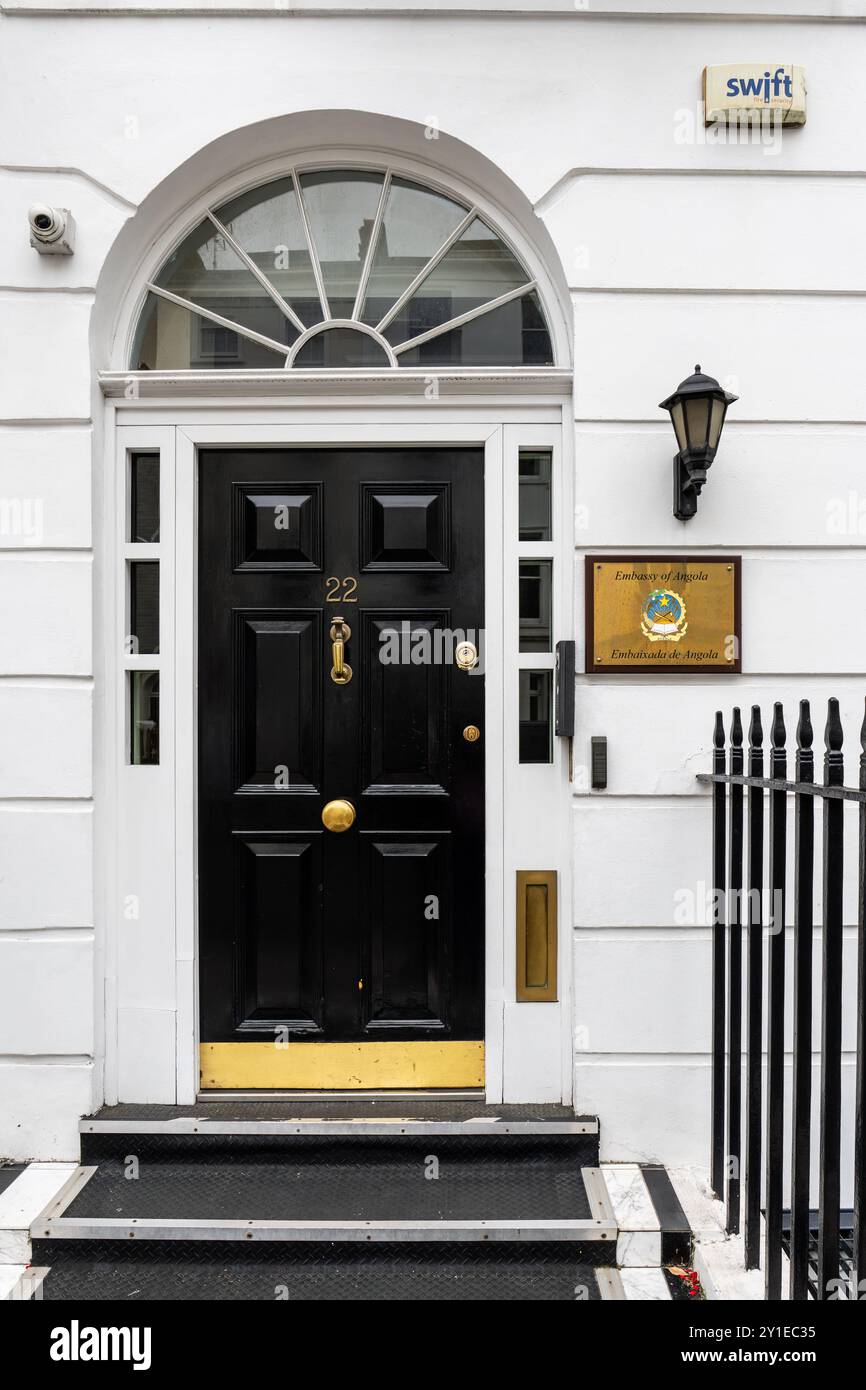 London, England, UK - July 25, 2024: The Embassy of Angola at 22 Dorset ...