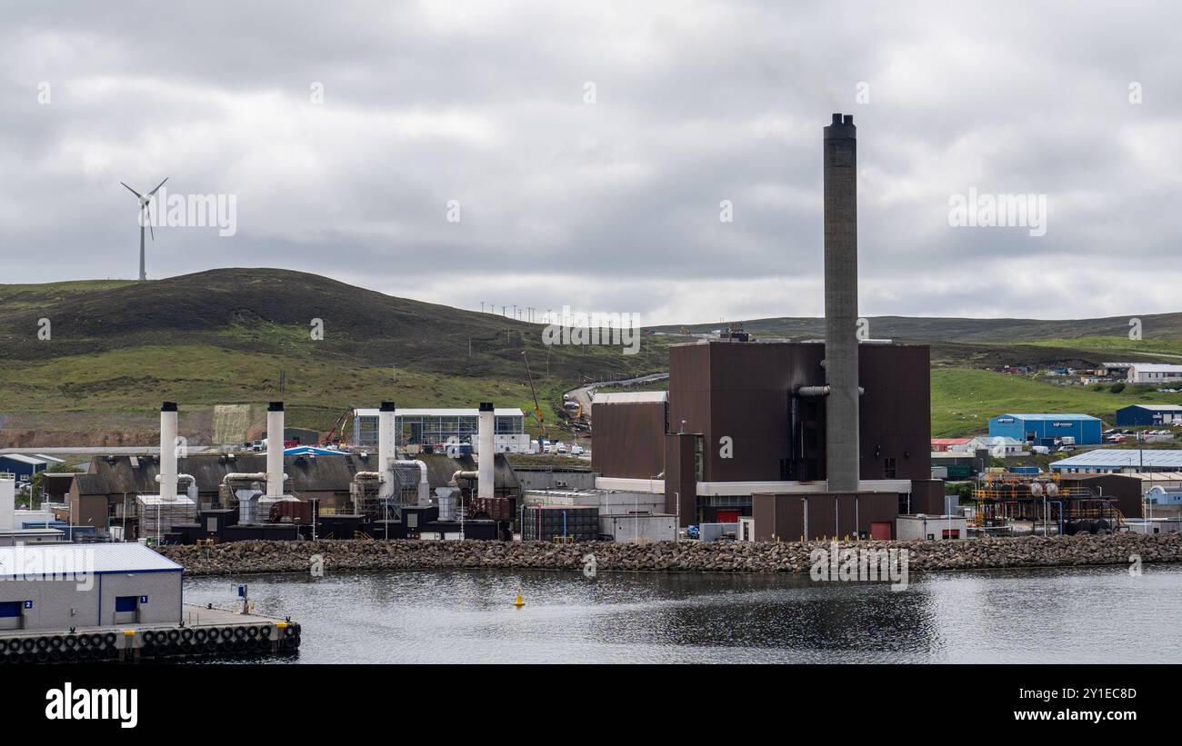 Lerwick, Shetland - July 12, 2024: Power plant by the port in Lerwick ...