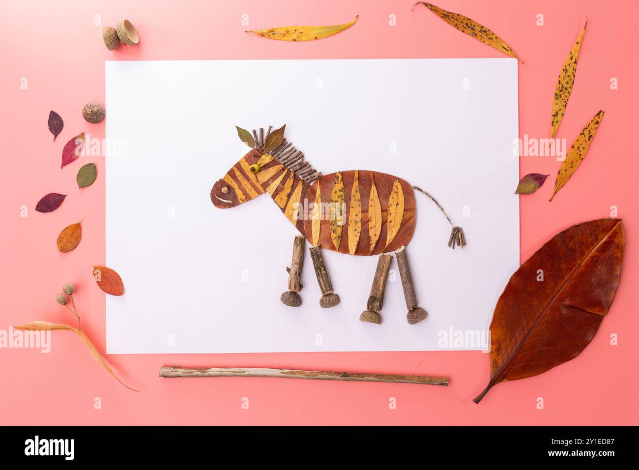 Artistic representation of a zebra animal figure, crafted from natural ...