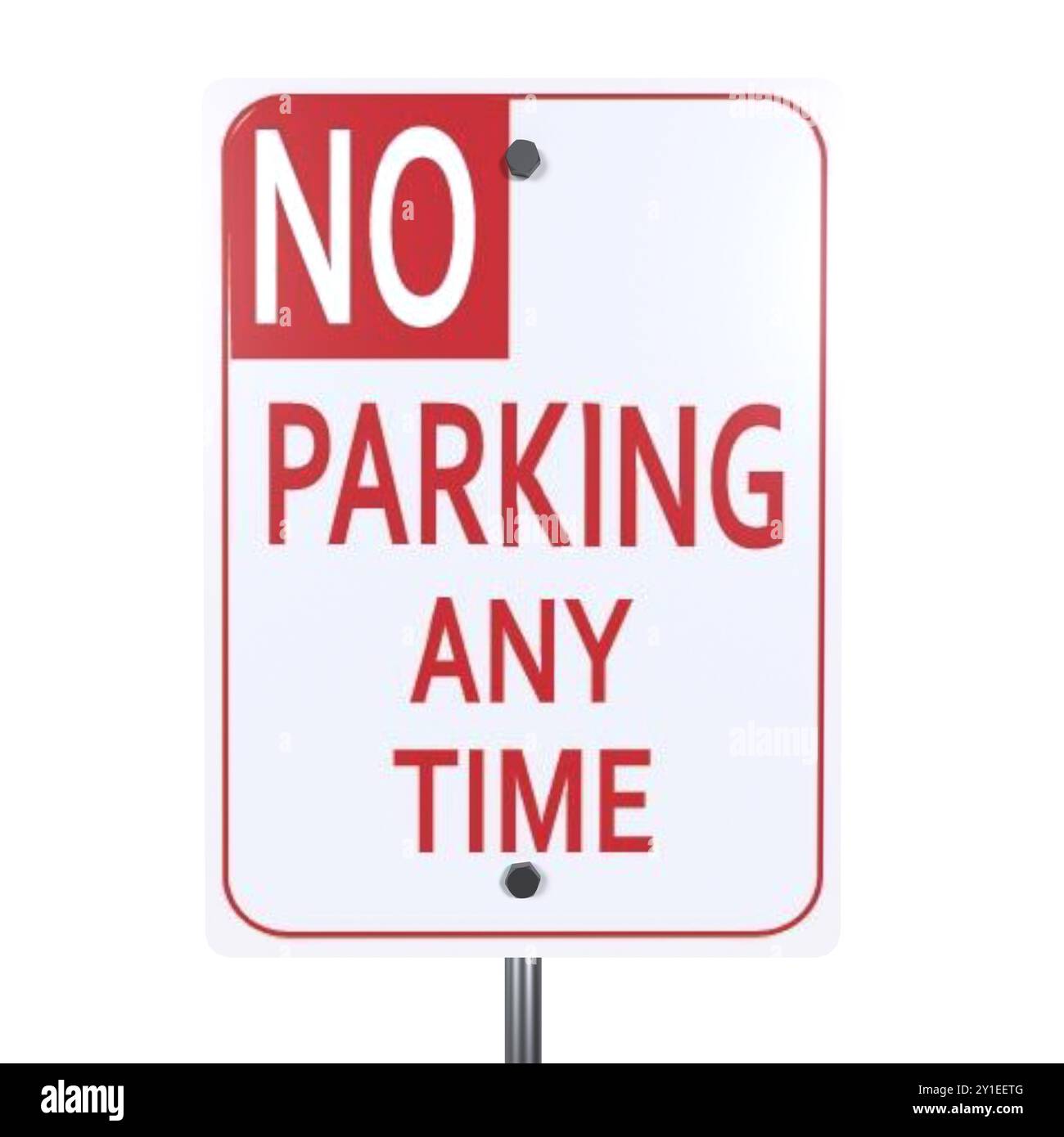 No parking sign with clear instructions for drivers at any time Stock ...
